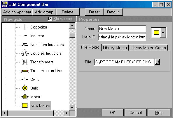 Component Toolbar Editor