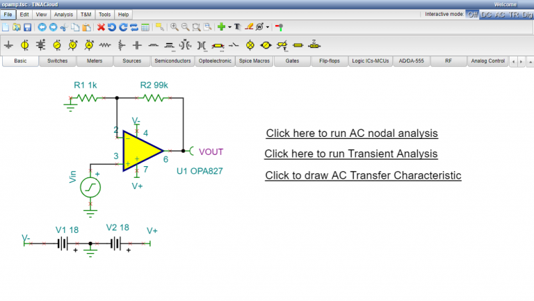 Adding analysis control links to your circuit in TINACloud (Updated version, with integrated ...