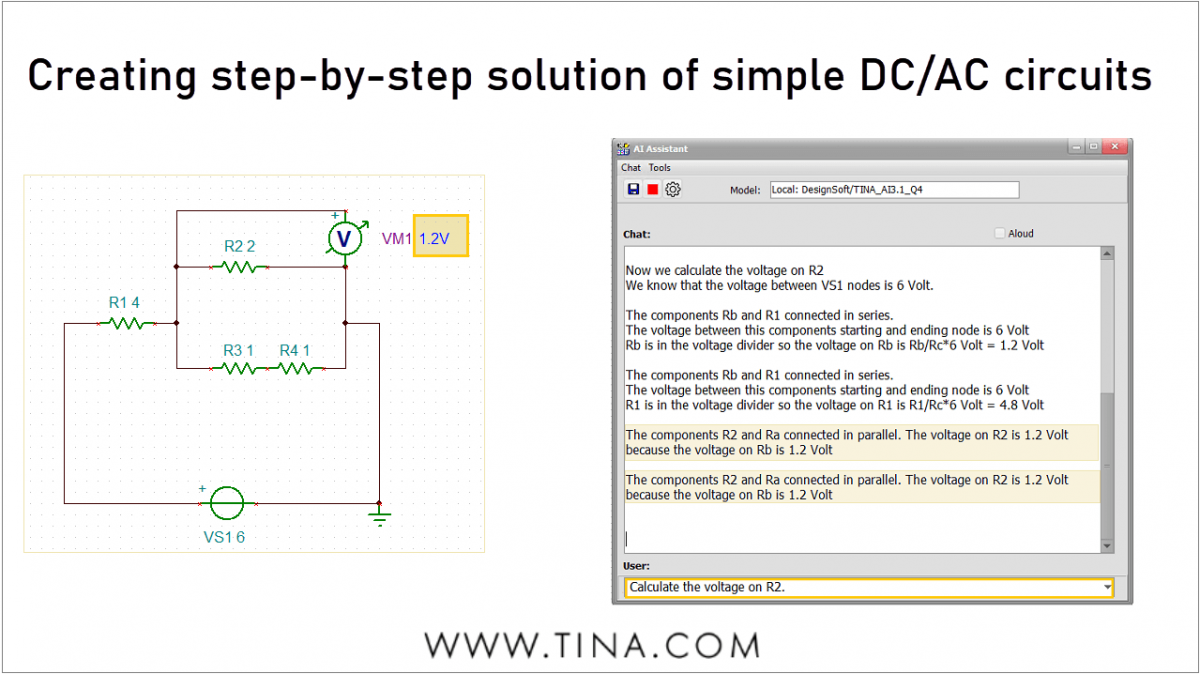 Creating a Quiz using AI and Creating step-by-step solution of simple DC/AC circuits with TINA ...