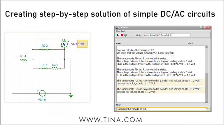 Creating a Quiz using AI and Creating step-by-step solution of simple DC/AC circuits with TINA ...