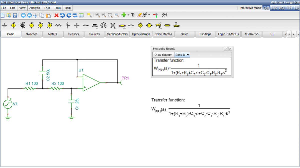 Converting and running basic Multisim Live circuits in TINACloud - The ...